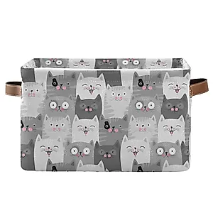 HUXINO Storage Basket Cube, Animal Cats Pattern Large Storage Bin Box Collapsible Clothes Toys Organizer Laundry Basket for Shelves Closet Kids Nursery Bedroom, 1 Pack
