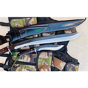 Kukri Factory Outlet Nepal - 21" Traditional Sirupate 2 Chira (Fullers) Rust Free Khukuri, Village Farmers High Carbon Steel Blade Knives