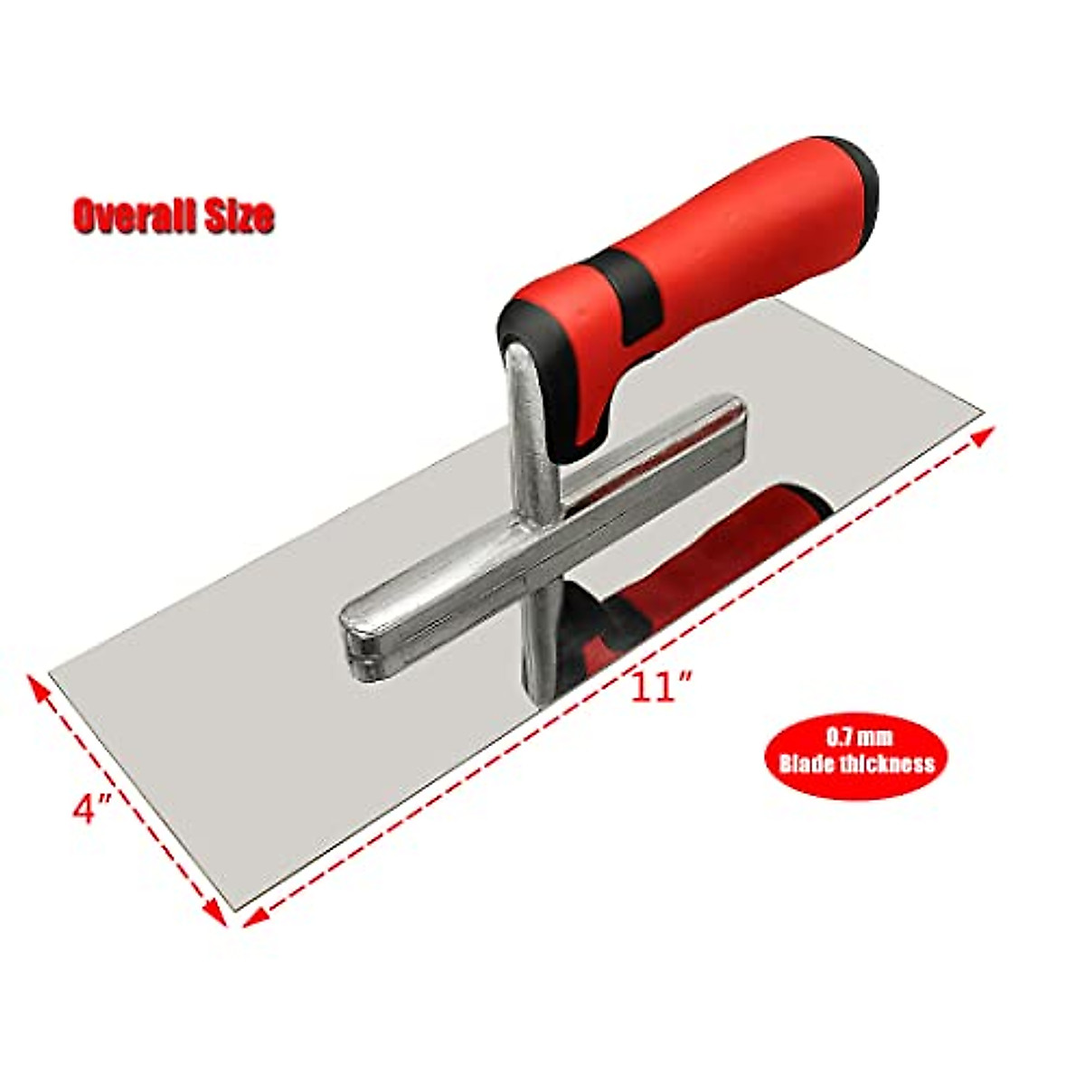 Stainless Steel Flat Finishing Trowel (11" x 4") Concrete Cement Drywall Plastering Tile Masonry Construction Hand Tools