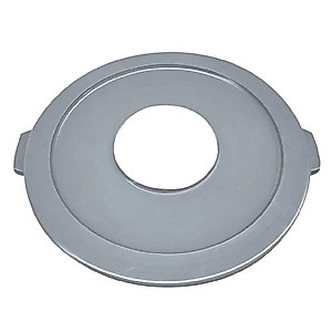 TrueCraftware 32 Gallon Round Trash Can Center Opened Lid only 22-1/4" Diameter x 1-1/4" Height Gray Color- Wastebasket Garbage Bin Lid Recycling Bin Cover Kitchen Bathroom Bedroom Office Trash Can