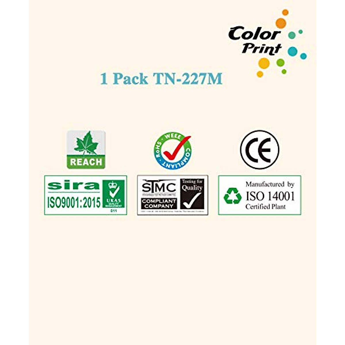 ColorPrint Compatible TN227 Toner Cartridge Replacement for Brother TN-227 TN-227M TN223 Work with MFC-L3770CDW MFC-L3750CDW HL-L3230CDW HL-L3290CDW HL-L3210CW HL-L3710CW Printer (1-Pack, Magenta)
