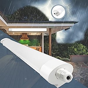 Super Bright LED Ceiling Light Fixture 4FT, 5000K Utility Shop Lights, IP66 Waterproof Garage Light,Ceiling and Under Cabinet Light, 48W 5200LM Tube Light for Garage Hallway Kitchen Workbench Office