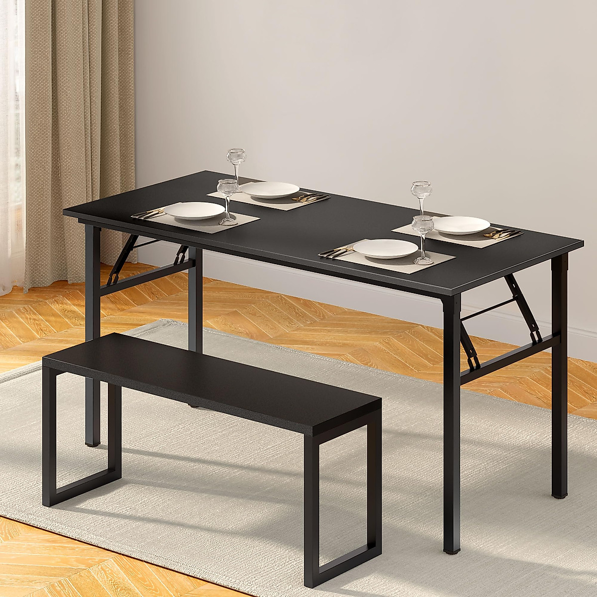 Need Home Office Desk - 60 Inches Large Computer Desk Sturdy Black Table Foldable Desk Gaming Computer Table No Assembly Required AC5CB 60 inch