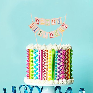 WAWOO Rainbow Happy Birthday Cake Topper - Personalized Birthday Banner, Rainbow 1st Birthday Decorations,Photo Prop, Baby Shower, Best Birthday Party Supplies