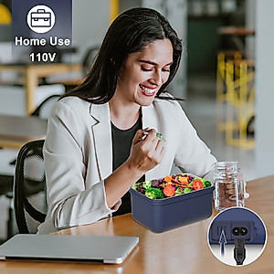 Akhia Electric Lunch Box for Adults, 100W/1.8L Heated Lunch Box for Men Work/Car/Truck, Portable Food Warmer Lunch Box Upgraded with Fork&Spoon and Insulated Carry Bag, 12V/24V/110V