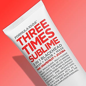 FORMULA 10.0.6 Three Times Sublime Facial Mask 3 in 1 Blackhead Wash Scrub & Mask 3.4 fl oz (100ml)