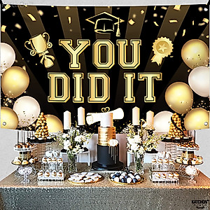 KatchOn, Black You Did It Banner 2024 - XtraLarge, 72x44 Inch | 2024 Graduation Banner, Black and Gold Graduation Decorations Class of 2024 | Congratulations Banner, 2024 Graduation Party Decorations