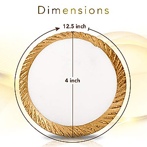 Bezrat Marble Coasters for Drinks - Set of 4 - Round - Modern Gold Edge Stone Coaster - Tabletop Protection - 4 Inch