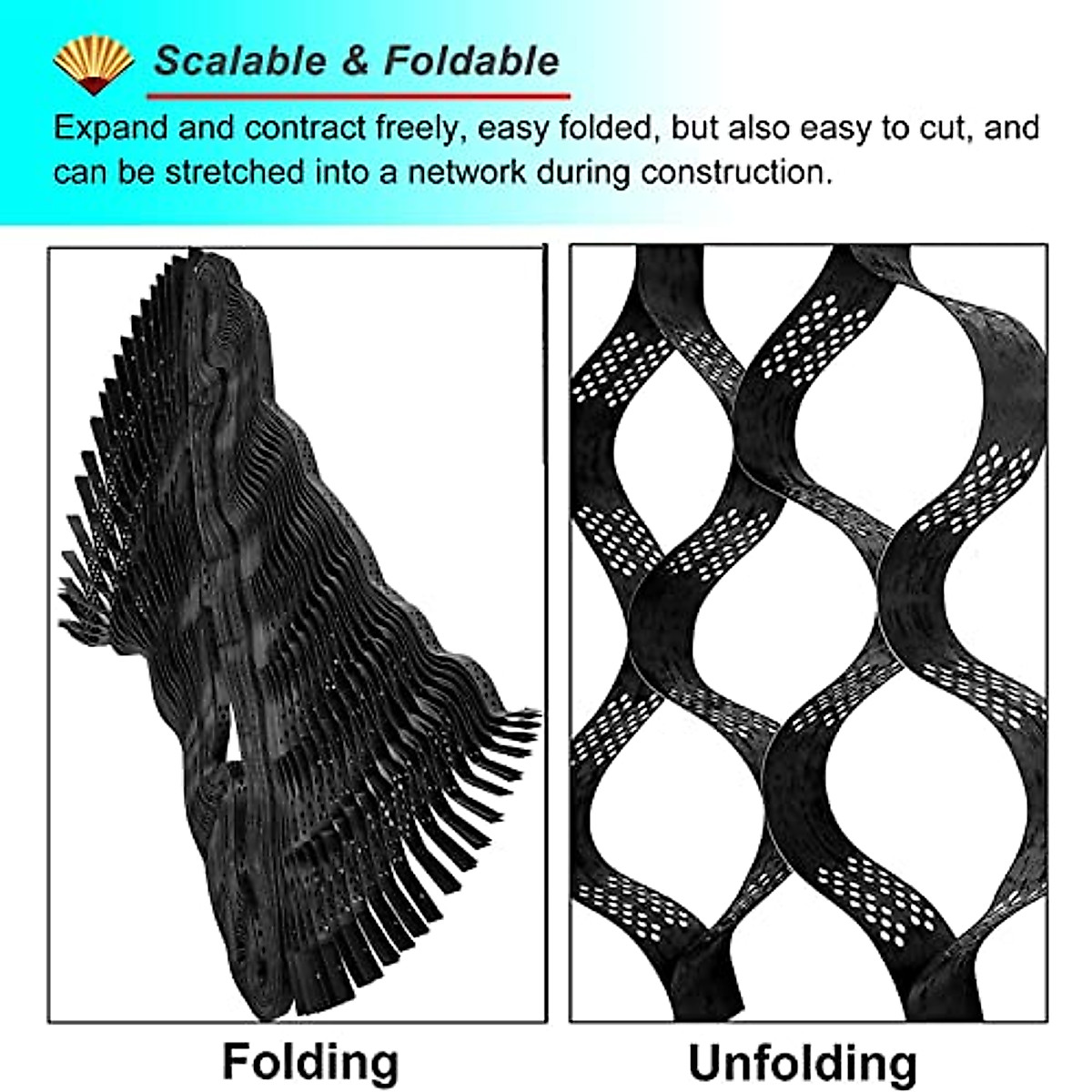 ZMQL Garden Path Paver Geogrid, Tensile Strength Gravel Ground Grid, for Slope/Driveways/Garage, 5-10m Long, Easy to Fold & Stretch (Size : 2x7m/6.5x23ft)