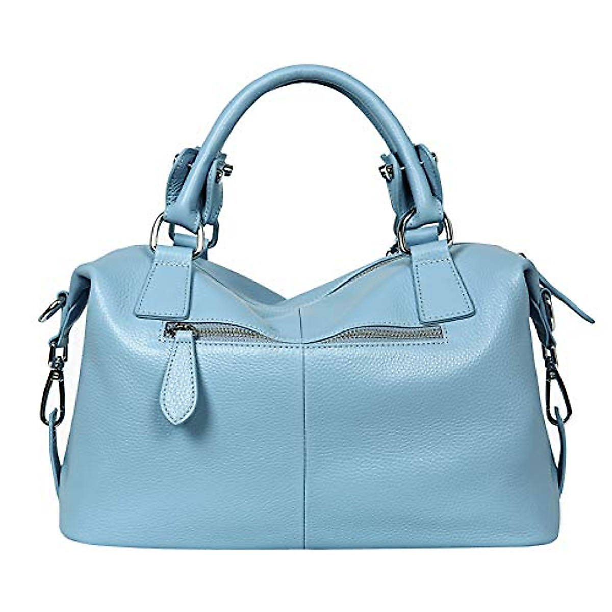 Heshe Genuine Leather Shoulder Bag Womens Tote Top Handle Handbags Cross Body Bags for Office Lady (Light Blue)