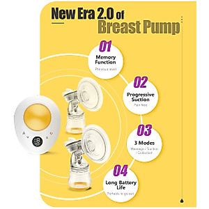 HOFISH Electric Double Breast Pump Quite & Pain-Free Breast Pump with 3 Modes & 9 Levels Breastfeeding Pump with Night Light, 28 MM Flange, 8001D