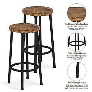 AWQM Pub Table and Chairs Set of 4, Industrial Counter Height Table with 4 Stools Small Dining Table Set for 4,Wooden Bar Table Set Dining Room Table Set for Small Spcae/Living Room,Rustic Brown