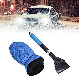 plplaaoo Snow Shovel, Snow Scraper for Car,Windshield Scraper for Ice and Snow,Portable Retractable Ice Scraper,Multifunctional Snow Car Scraper with Warm Sleeve for Winter, Snow Scraper for car I
