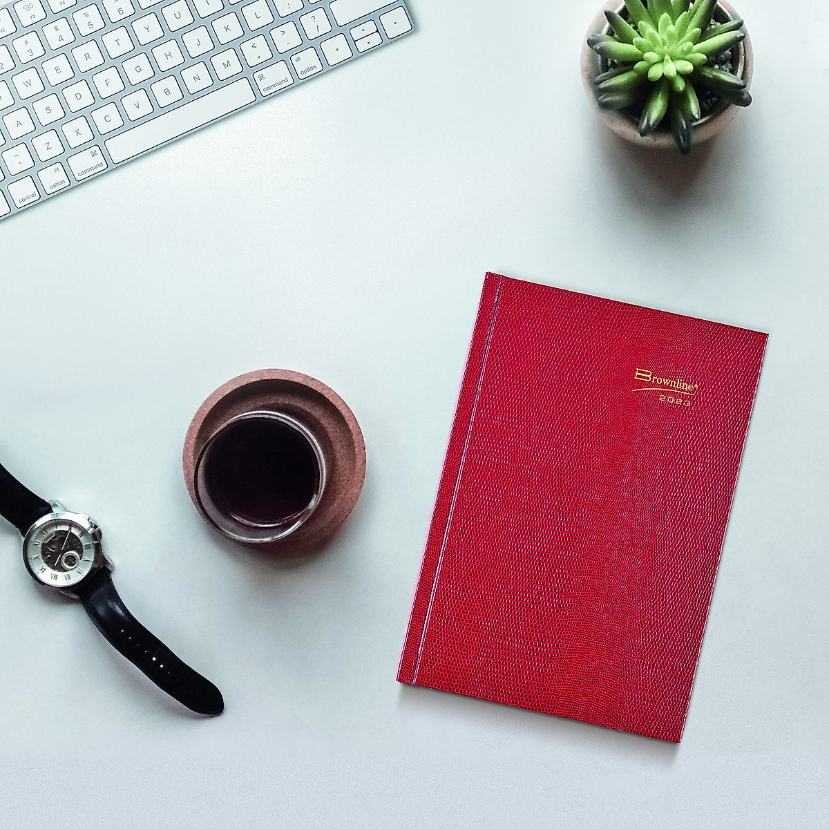 Brownline 2023 Traditional Daily/Monthly Planner, Untimed Journal, 12 Months, January to December, Perfect Binding, 8.25" x 5.75", Bright Red (CB389.RED-23)