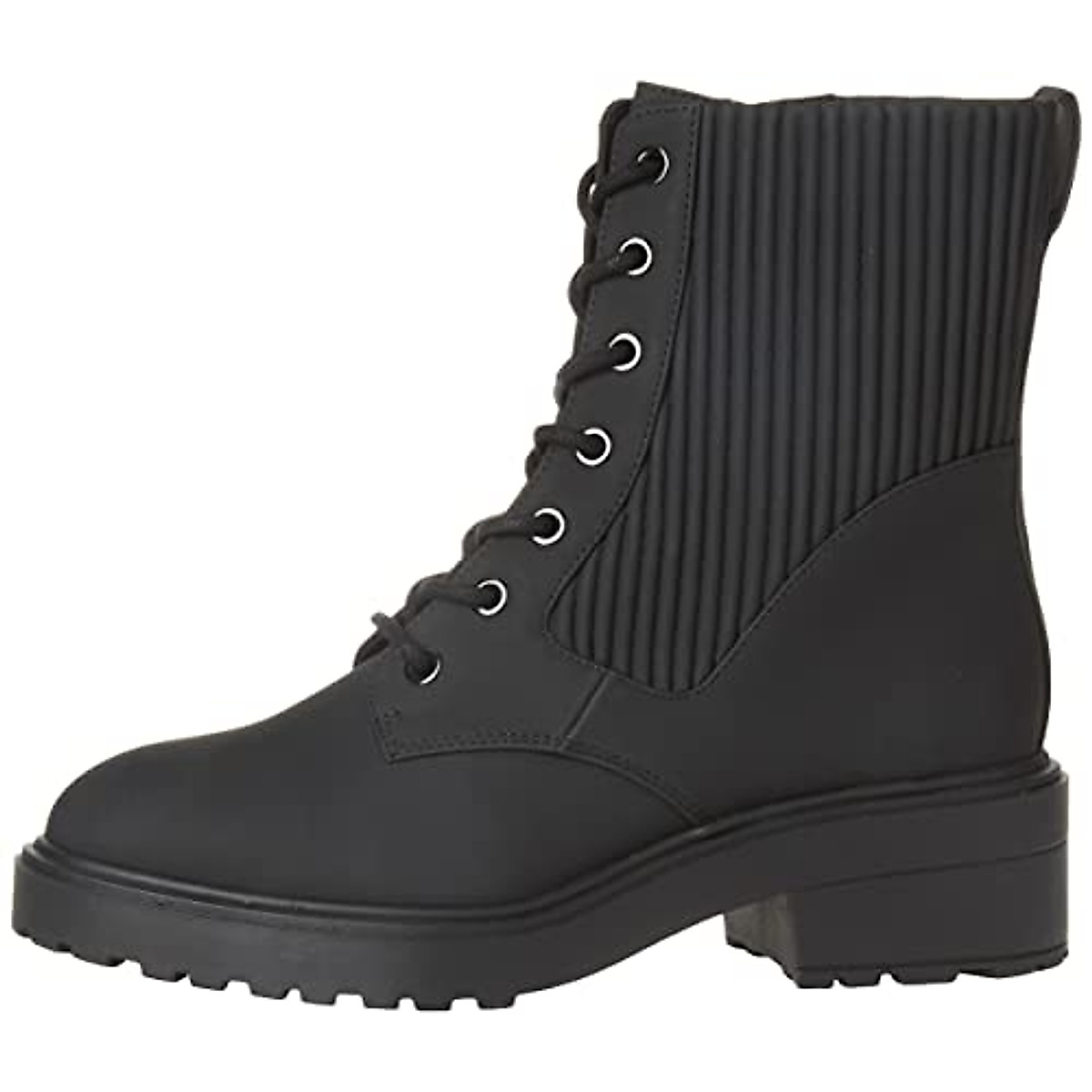 Amazon Essentials Women's Rubberized Combat Boot with Chunky Outsole, Black, 7