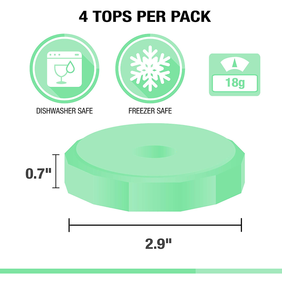 Masontops Tough Tops - Ball Regular Mouth Mason Jar Lids Plastic Leakproof - BPA-Free Multi Colored Plastic Mason Jar Lids - Reusable Dry Canning Lids fit Ball Jars (Ball Mason Jars not included)