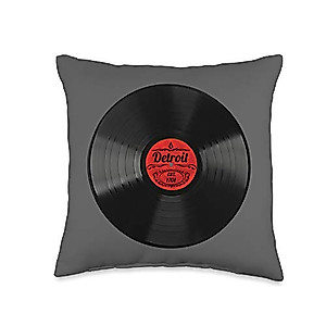 Vintage Phone Cases Retro Vinyl Record Aesthetic Michigan Cute Aesthetic Vinyl Record Hipster Detroit Throw Pillow, 16x16, Multicolor