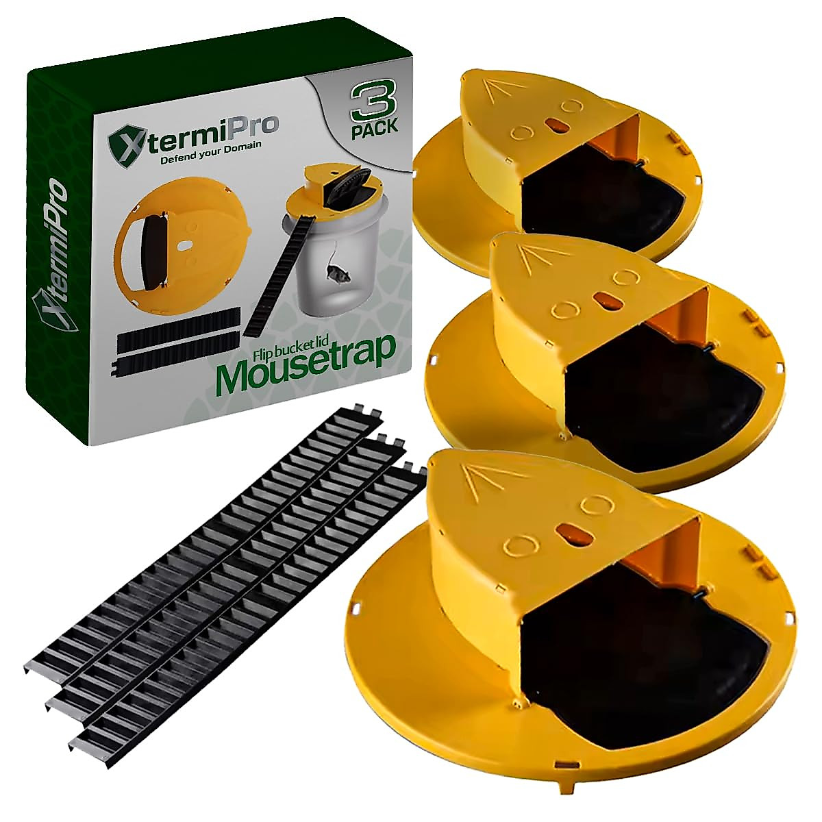 Bucket Mouse Trap -3 Pack | Bucket Trap for Mice and Rats | Multi Catch | Auto Reset 5 Gallon Bucket Mouse Trap | Mouse Traps Bucket for Indoor and Outdoor Use | Reusable Bucket Mouse Trap Lid