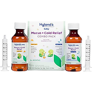 Infant And Baby Cold Medicine, Hyland's Naturals Baby Mucus + Cold Relief, Day & Night Value Pack, Decongestant And Cough Relief, 8 Fl Oz