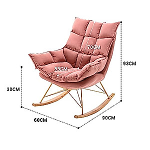 YCZHD Rocking Upholstered Rocker Glider Padded Seat with High Backrest Armchair Comfy Side Chair High-Density Sponge Lounge Chair for Living Room Bedroom Indoor and Outdoor(Color:Pink)
