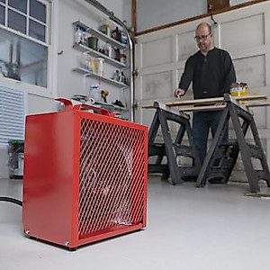 Comfort Zone Electric Fan-Forced Industrial Garage, Workshop Utility Space Heater, Thermostat Control, Heavy Gauge Steel, Carry Handle, Rubber Feet, NEMA 6-30P, & Overheat Protection, 4,800W, CZ290
