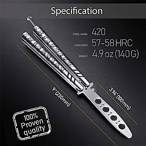 Bundle of 2 Items - 2,95” Serrated Blade Pocket Knife - Black Folding Knife with Glass Breaker and Seatbelt Cutter - Small EDC Knife - Dull Not-Sharp Blade - Skeleton Dull Trick Butterfly Knifes