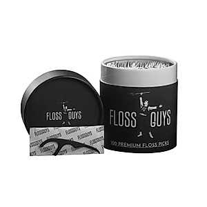 Floss Guys Premium Unflavored Compostable Floss Picks | Individually Wrapped | Biodegradable Plant-Based Flossers | Vegan | BPA Free |, Black, 100 Count (Pack of 1)