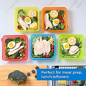 YUESING [30 Pack Bento Box Plastic Reusable Food Storage Containers with Lids Lunch Meal Prep Container for Food and Salad (26oz Square Freezer Container for Food) BPA Free Fridge Dishwasher Safe