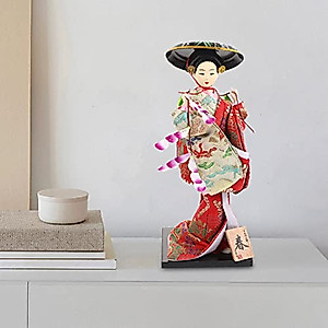 DECHOUS Japanese Geisha Ornaments Japanese Geisha Kimono Japanese Humanoid Doll Kimono Kokeshi Doll Antique Asian Dolls Toys Asian Kimono Ornament Office Foam Nationality