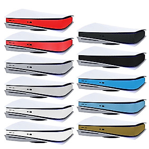 S-YUWEN Side Strip Sticker Protective Film Compatible with PS5, Skin Sticker Decoration Carbon Fiber Frosting Sticker Console Digital Disk Protector Faceplate Shell Compatible with PS5, White