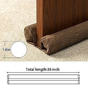DreamQuil Under Door Draft Stopper, Gap 1.5 Inch Door Insulation - Adjustable Size 32-36 Inch (Chestnut)
