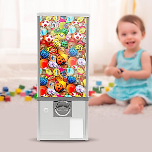 Silencear Vending Machine, 10.24”x10.24”x25.2” Commercial Gumball Vending Machine Gumball Bank Easy Installation Toy Vending Machine for Retail Stores, Amusement Parks, 25 Cents Only (White)