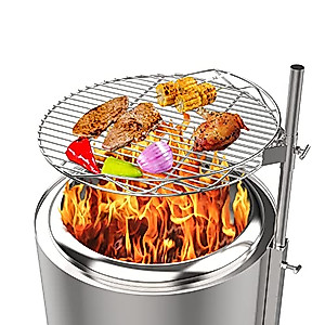 BBQSTAR Detachable Swivel Grill for 19.5" Wood Burning Firepit as Solo Stove Bonfire Hotshot Explorer; Outdoor Firepit Grill Accessory Kit W/Stainless Steel Cooking Grate, Fire Poker,Carry Bag