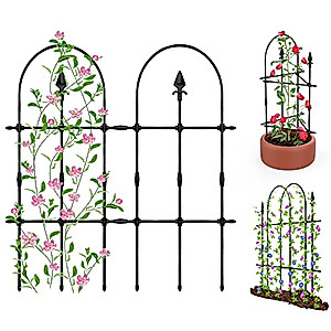 Garden Trellis for Climbing Plants Outdoor and Indoor, 35inch*33inch Thickened Rustproof Plant Support Fence Climbing Frame for Ivy Vines Rose Vegetable Flower Potted Plants Climbing