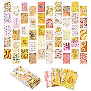 Kirako Groovy Retro Hippie Boho Wall Collage Kit Aesthetic Pictures Indie Room Decor Colorful Kidcore Poster Prints for 4 x 6 Inch