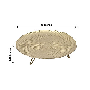 TABLECLOTHSFACTORY 12" Gold Wavy Hairpin Leg Metal Serving Tray Dessert Display, Pedestal Wedding Cake Cupcake Stand Centerpiece