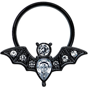 Body Candy Womens 2Pc PVD Stainless Steel 11/16 Bat Double Flare Tunnel Plug Earring Ear Plug Gauges Set of 2