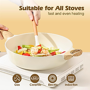 SENSARTE Nonstick Ceramic Cookware Sets, Pots and Pans Set Nonstick, 14 Pcs Induction Kitchen Cookware Sets, 100% Non-toxic Healthy Non Stick Cooking Set, PFAS PTFE PFOA PFOS Free