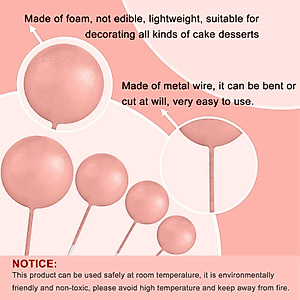 ASTARON 20 Pcs Ball Cake Topper Decorations Mini Balloons Cake Topper Sticks Rose Gold Balls Cake Picks Cake Topper Balls Cake Decorations for Wedding Birthday Cake Decorations