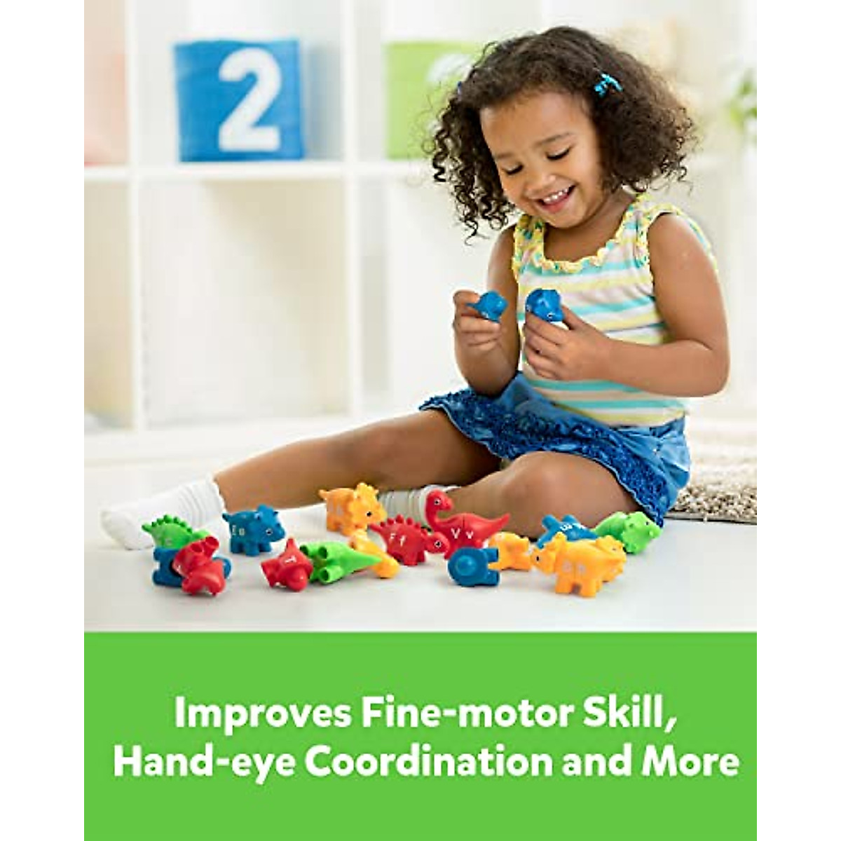 Coogam Matching Letters Fine Motor Toy, 26 PCS Double-Sided ABC Dinosaur Alphabet Match Game with Uppercase Lowercase, Preschool Educational Montessori Learning Toys for Toddlers Boys Girls