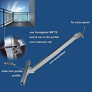 Solar Panel Mounting Brackets Balcony Power Station Holder for 2 Solar Panels Tilt Angle 0°20-30°