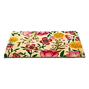 DII Floral Design Collection Natural Coir Doormat, 17x29, Bright Blossom