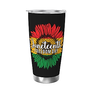 SDERDZSE Juneteenth Day Freedom 1865 Tumbler 20oz Coffee Cup Insulated Tumblers Stainless Steel Tumbler With Lid Coffee Travel Mug For Home Outdoor