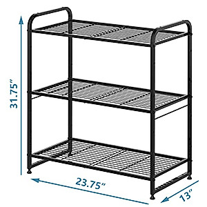 Simple Trending 3-Tier Stackable Wire Shelving Unit Storage Rack, Expandable & Adjustable Kitchen Storage Cabinet Shelf Organizer, Black