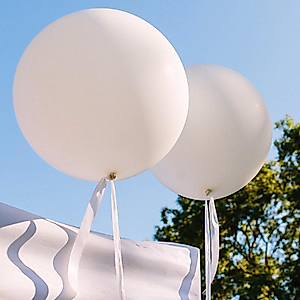 Yukiyi 6pcs Extra Large Balloons for Garland 36 Inch Big White Black Giant 36-inch Round Birthdays Festivals Wedding Event Decorations (White)