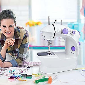 Sewing Machine for Beginners with Extension Table, Adjustable 2-Speed 2-Thread Mini Sewing Machine, Portable Electric Maquina de Coser with Foot Pedal, Perfect for DIY, Ideal Gift for Kids and Adults