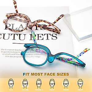 JO 2 Packs Makeup Reading glasses Magnifying Readers for Women with Spring Hinge One Eye Cosmetic Readers Rotating Lens (Tortoise/Blue, 2.5, x)