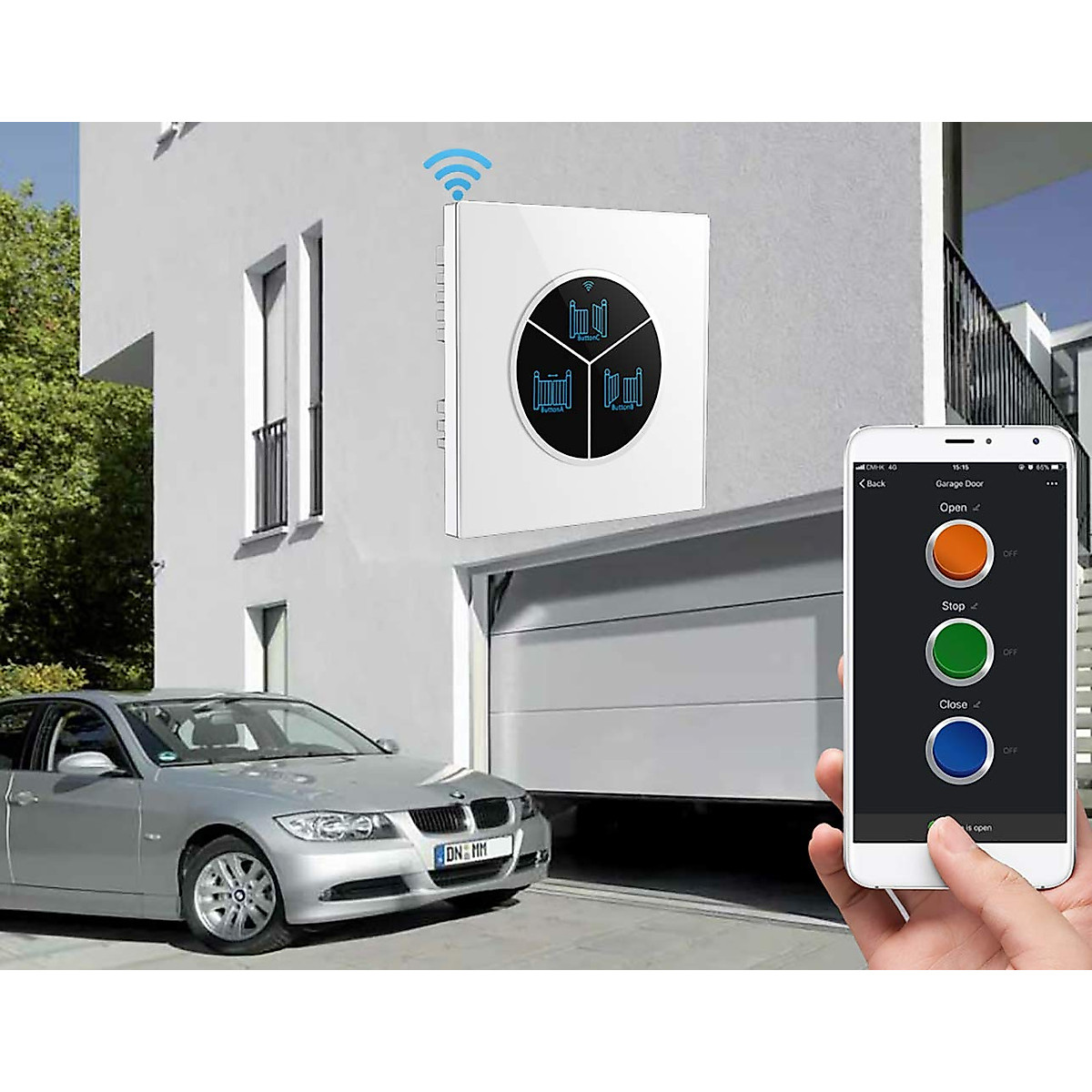 Wireless Garage Door Opener Remote WiFi Switch Universal Controlled by Smartphone for Automatic Gate Opener System (Without Door Sensor)