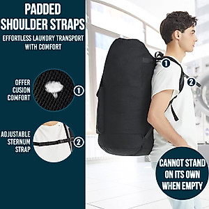 Laundry Bag Extra Large 115L, Laundry Backpack Bag, Laundry Bags Extra Large Heavy Duty, Laundry Bag with Straps, Backpack Laundry Bag with 4 Pockets, College Laundry Bag for Dorm Room, Laundromat