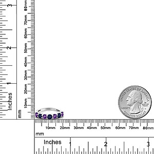 Gem Stone King 925 Sterling Silver Purple Amethyst and Blue Sapphire 7 Round Stone Wedding Anniversary Ring For Women (1.32 Cttw, Gemstone Birthstone, Available In Size 5, 6, 7, 8, 9)